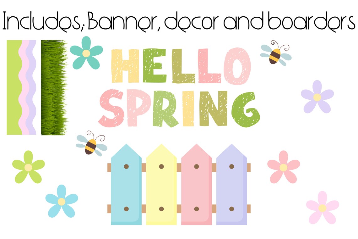 Hello Spring Bulletin Board Kit Classroom Decor Daycare | Etsy