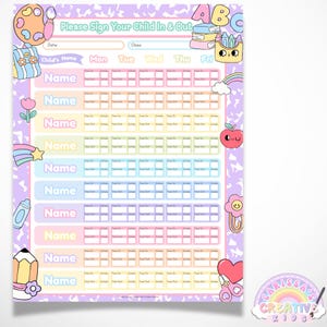 Daycare Sign in Sheets | Child Attendance Sign in and Out | Club Sign ...