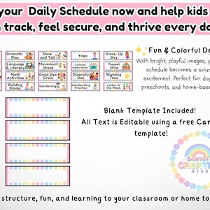 Printable Daily Schedule Cards for Daycares, Preschools & Childcare ...