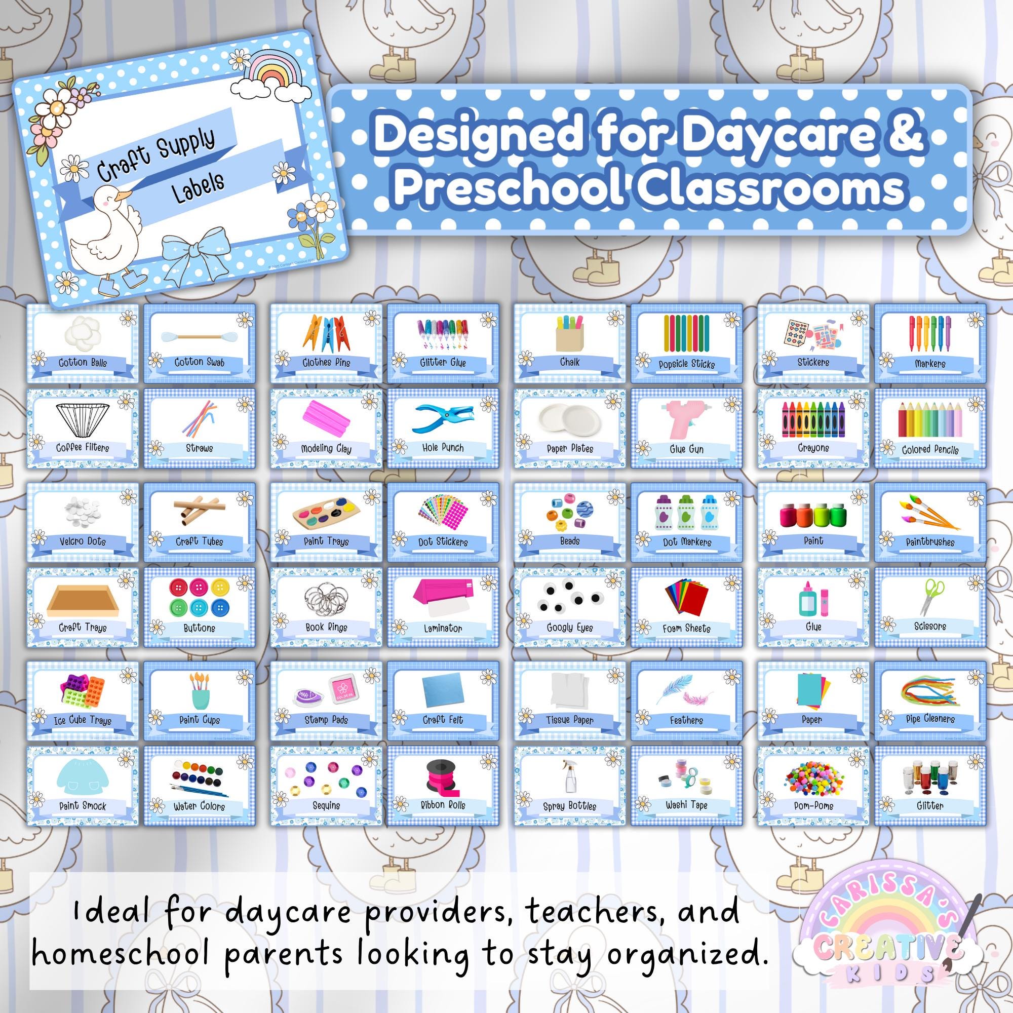 Classroom Decor Labels for Daycare & Preschool | Editable Silly Goose ...