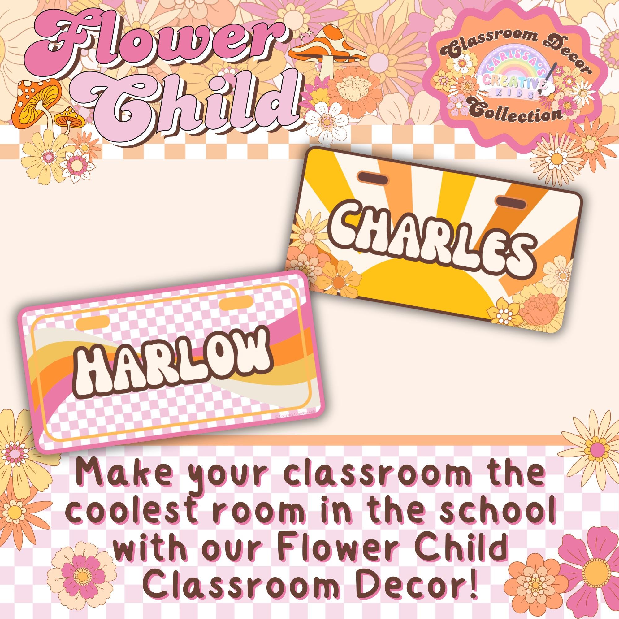 Retro License Plate Classroom Student Name Tags Editable Template | 14 ...