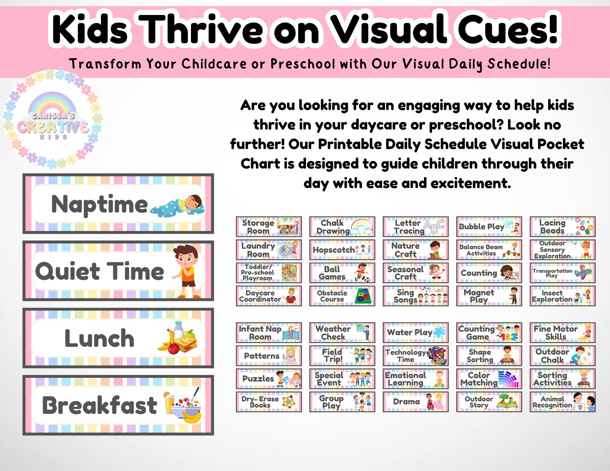 Printable Daily Schedule Cards for Daycares, Preschools & Childcare ...