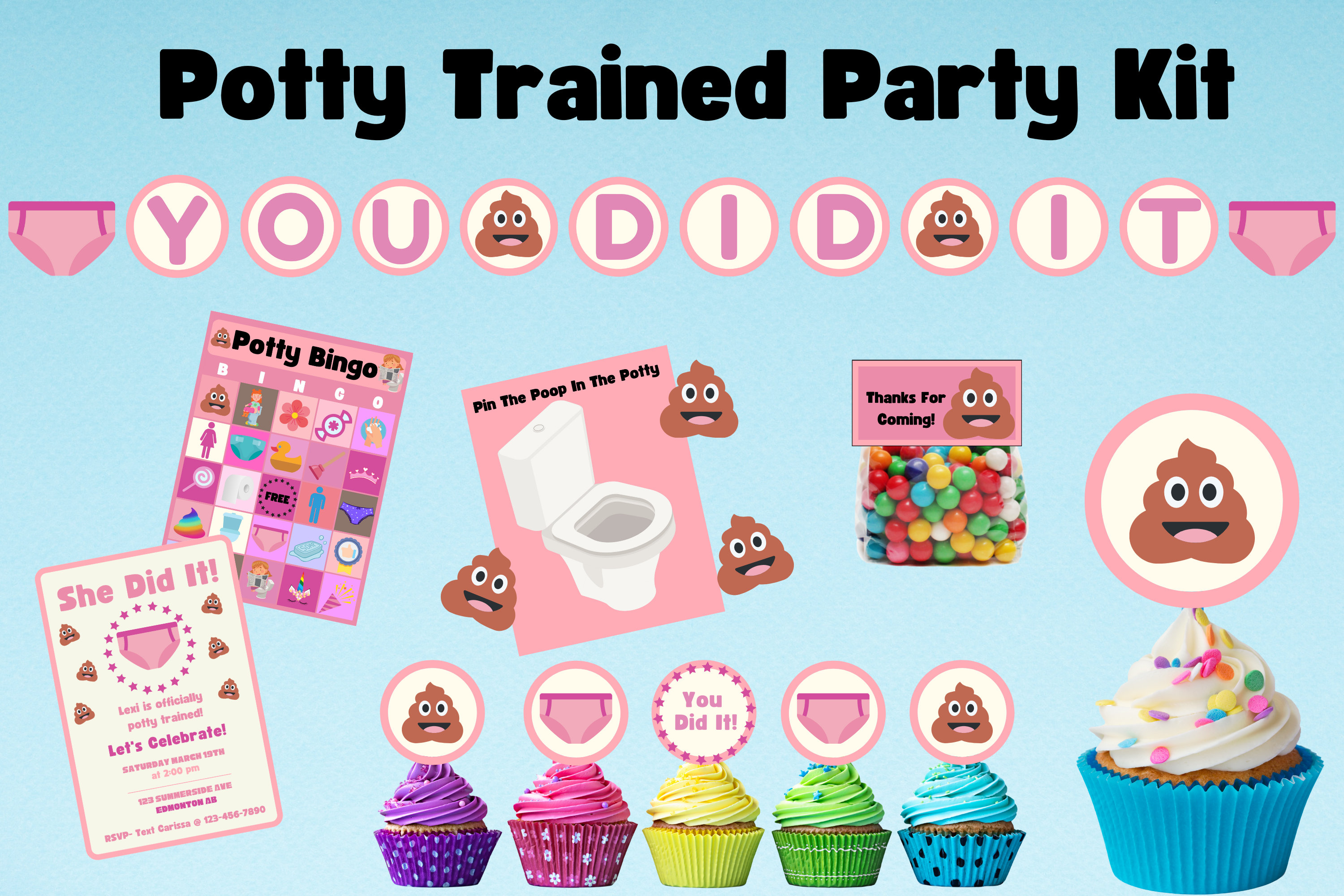 Potty Trained Party Kit Potty Party Potty Training Success Celebrate ...