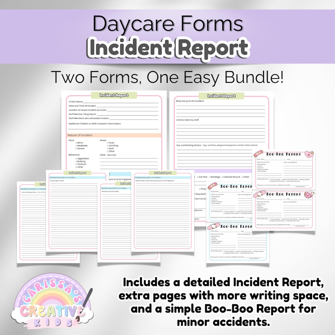 Incident Report Home Daycare Forms | Editable Template Format | Toddler ...
