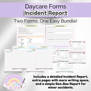 Incident Report Home Daycare Forms | Editable Template Format | Toddler ...