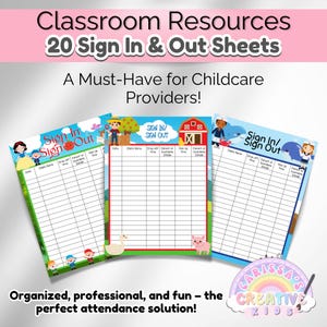 20 Printable Daycare Sign in Sheets | Daycare Sign in Forms | Preschool ...