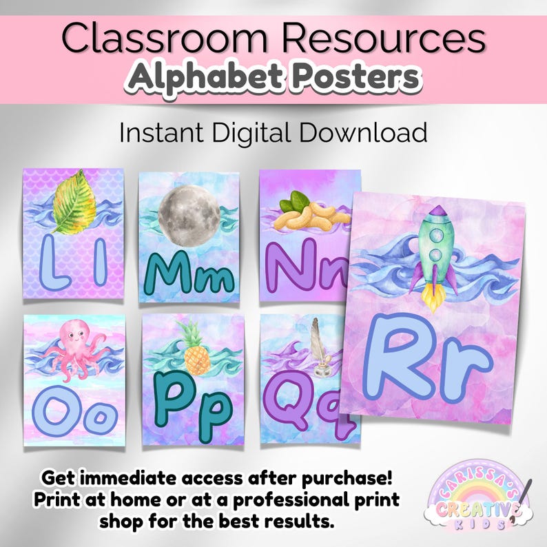 Under the Sea Alphabet Posters Preschool Classroom Decor | Mermaid ...