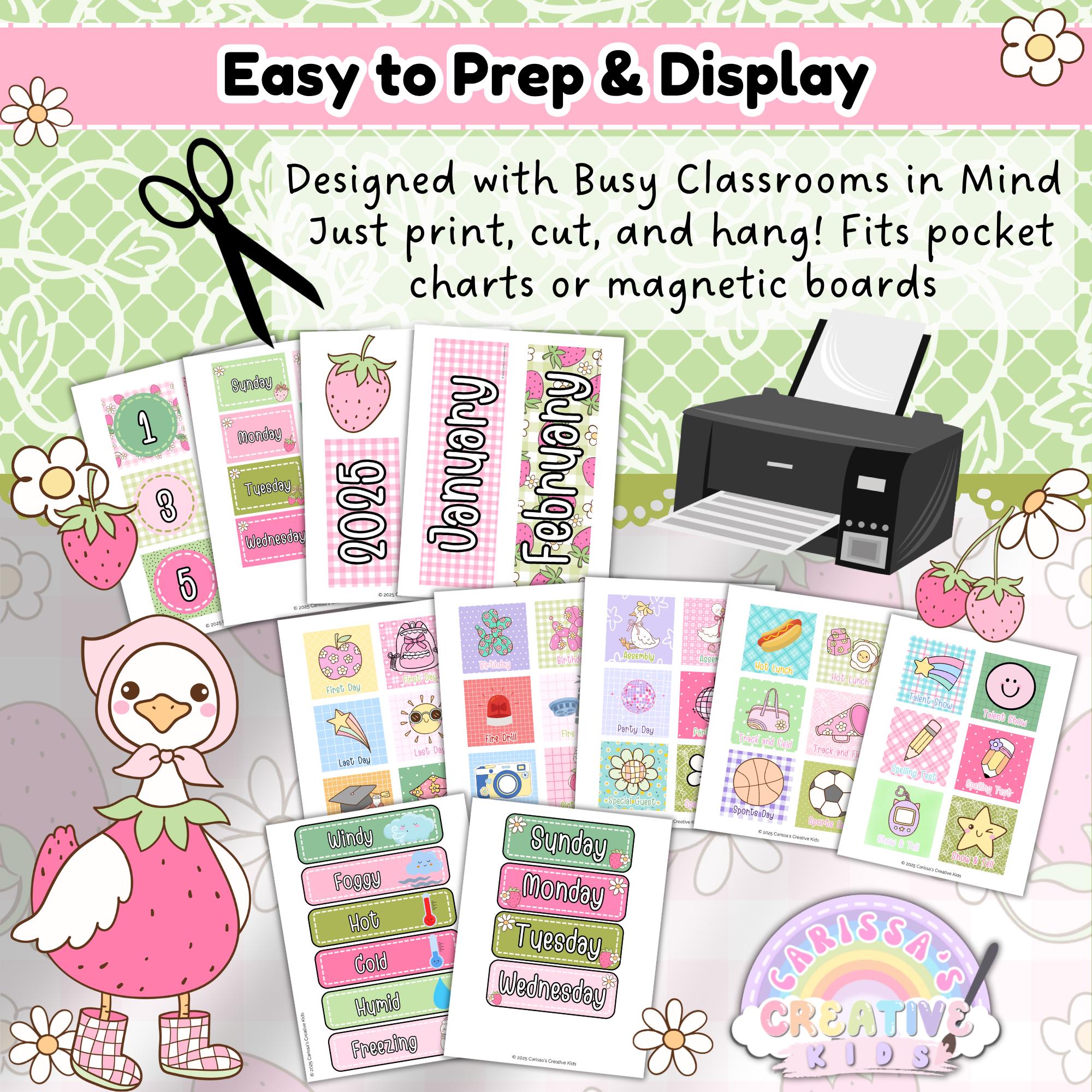 Goose-berry Classroom Calendar Printable, Editable Preschool Calendar ...