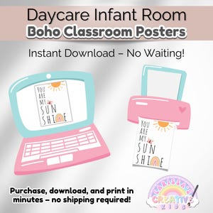 Daycare Infant Classroom Boho Rainbow Theme Posters | Neutral Infant ...