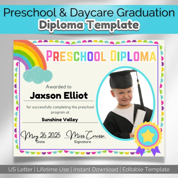 Handprint Graduation Certificate Preschool Kindergarten Graduation