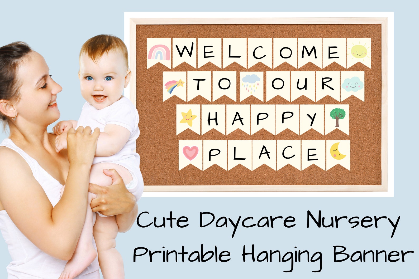 Daycare Nursery Printable Banner Welcome to Our Happy Place - Etsy