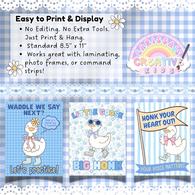 Silly Goose Speech Therapy Posters Printable | SLP Classroom Decor Wall ...