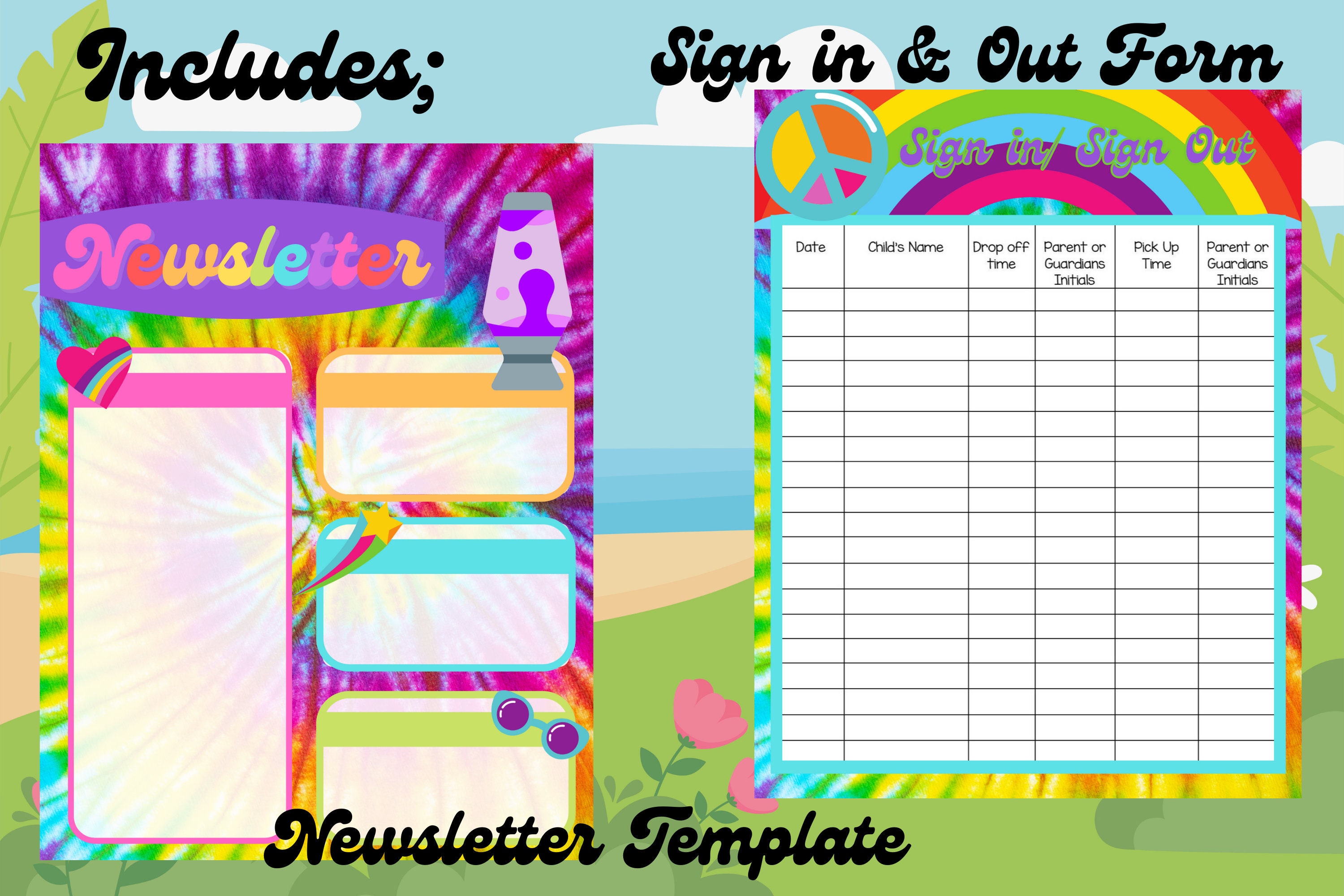 Tie Dye Daycare/ Preschool Bulletin Board Template Parents - Etsy