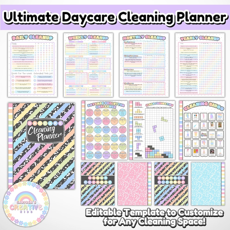 Ultimate Cleaning Planner | Prefilled for Daycares| Editable Template ...