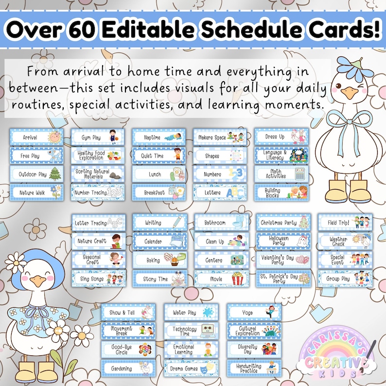 Editable Daycare Visual Schedule | Preschool Daily Routine Cards ...