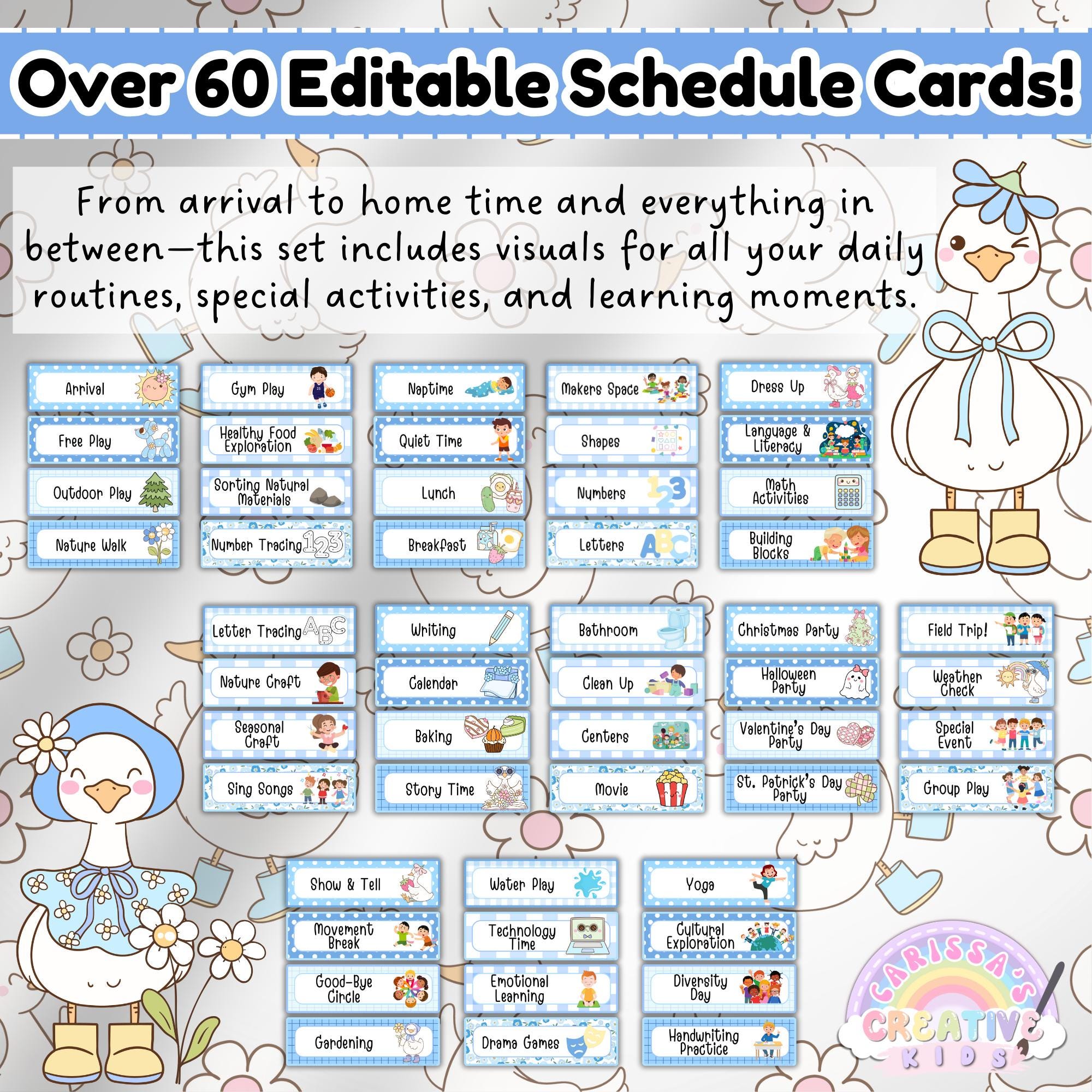 Editable Daycare Visual Schedule | Preschool Daily Routine Cards ...