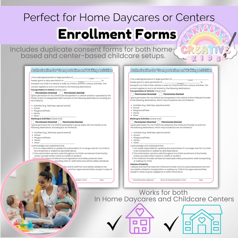 Daycare Forms Enrollment Forms Template | Childcare Forms Bundle ...