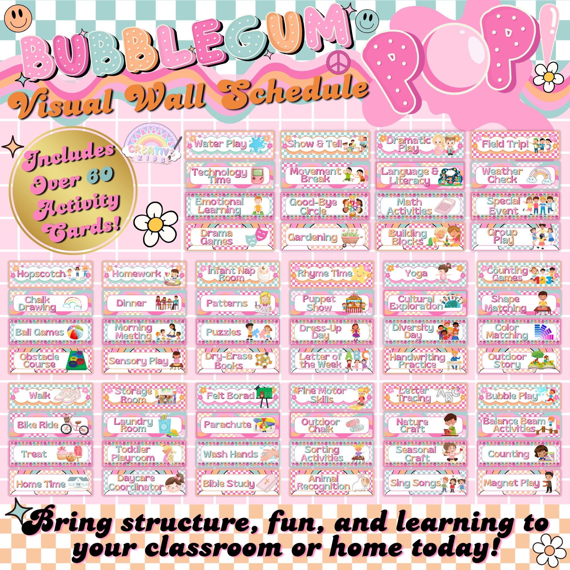 Preschool Classroom Visual Schedule Cards | Editable Template Daycare ...