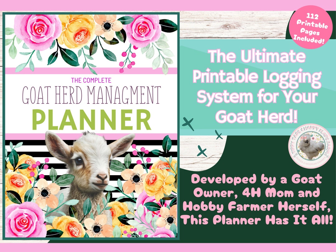 Goat Herd Management Planner Record Keeping for Goats 112 Pages of Goat ...