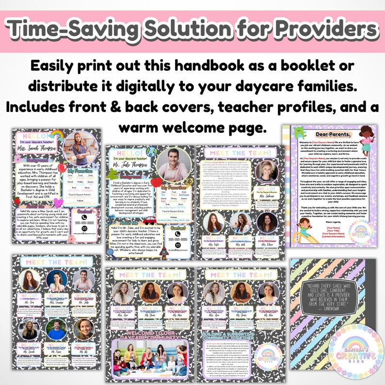 Daycare Forms- Editable Parent Handbook Template | Childcare Policies ...