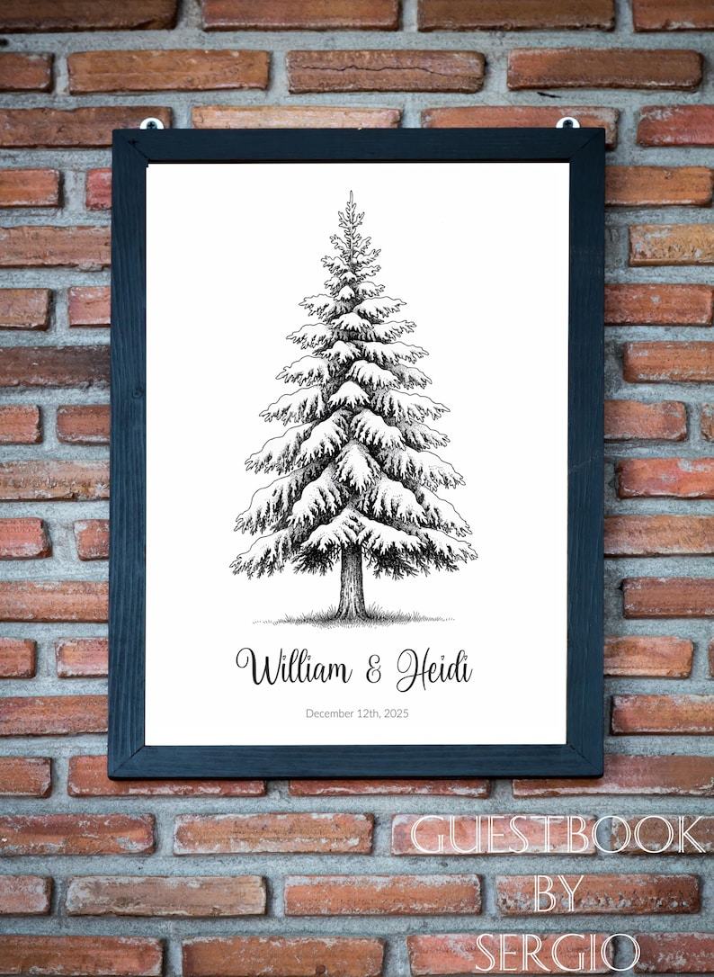 Winter Wedding Guest Book Ideas: Creative Snowy Pine Tree Guestbook ...
