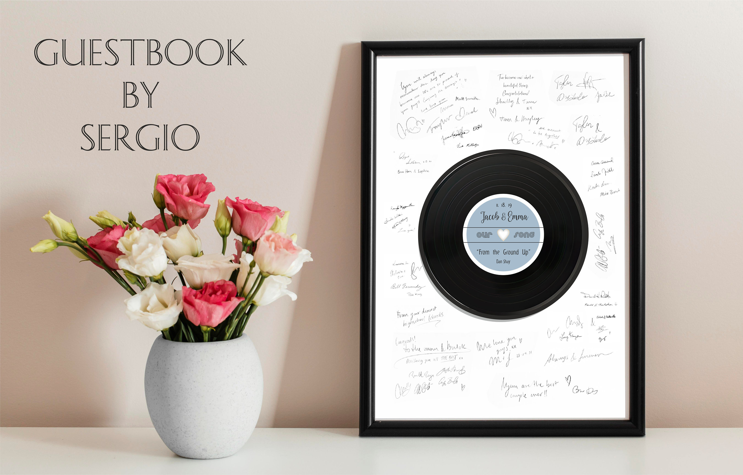 Record Wedding Guest Book Print, Wedding Guest Book Alternative Poster ...