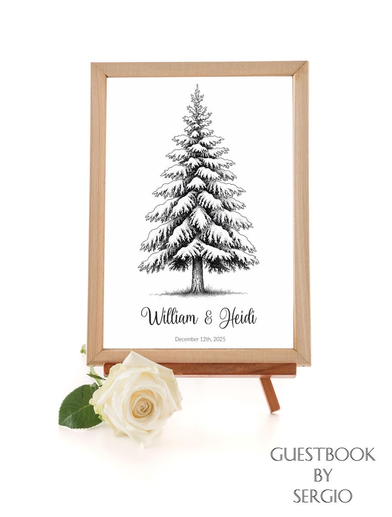 Winter Wedding Guest Book Ideas: Creative Snowy Pine Tree Guestbook ...