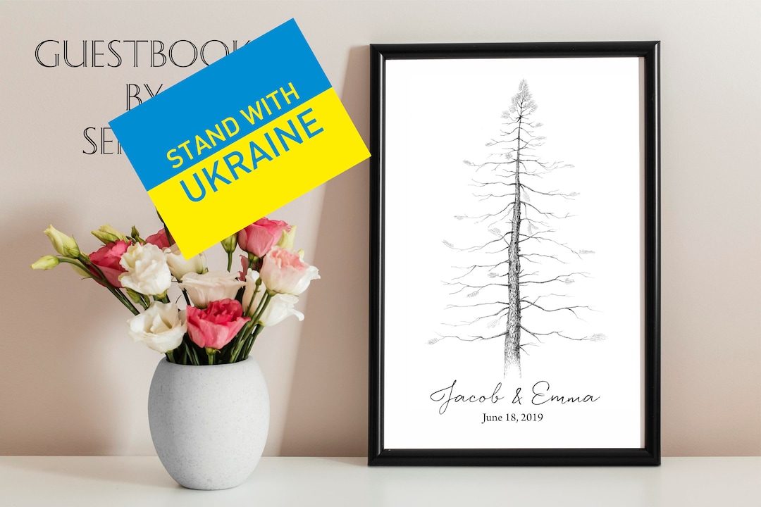 Wedding Guest Book Signature Tree Pine Tree Custom Wedding - Etsy