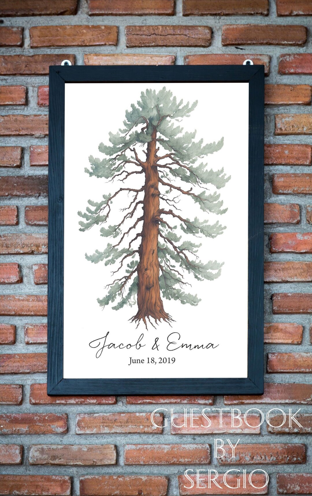Signature Tree Watercolor Pine Tree Alternative Wedding Guest Book ...