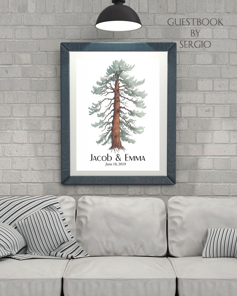 Signature Tree Watercolor Pine Tree Alternative Wedding Guest Book ...