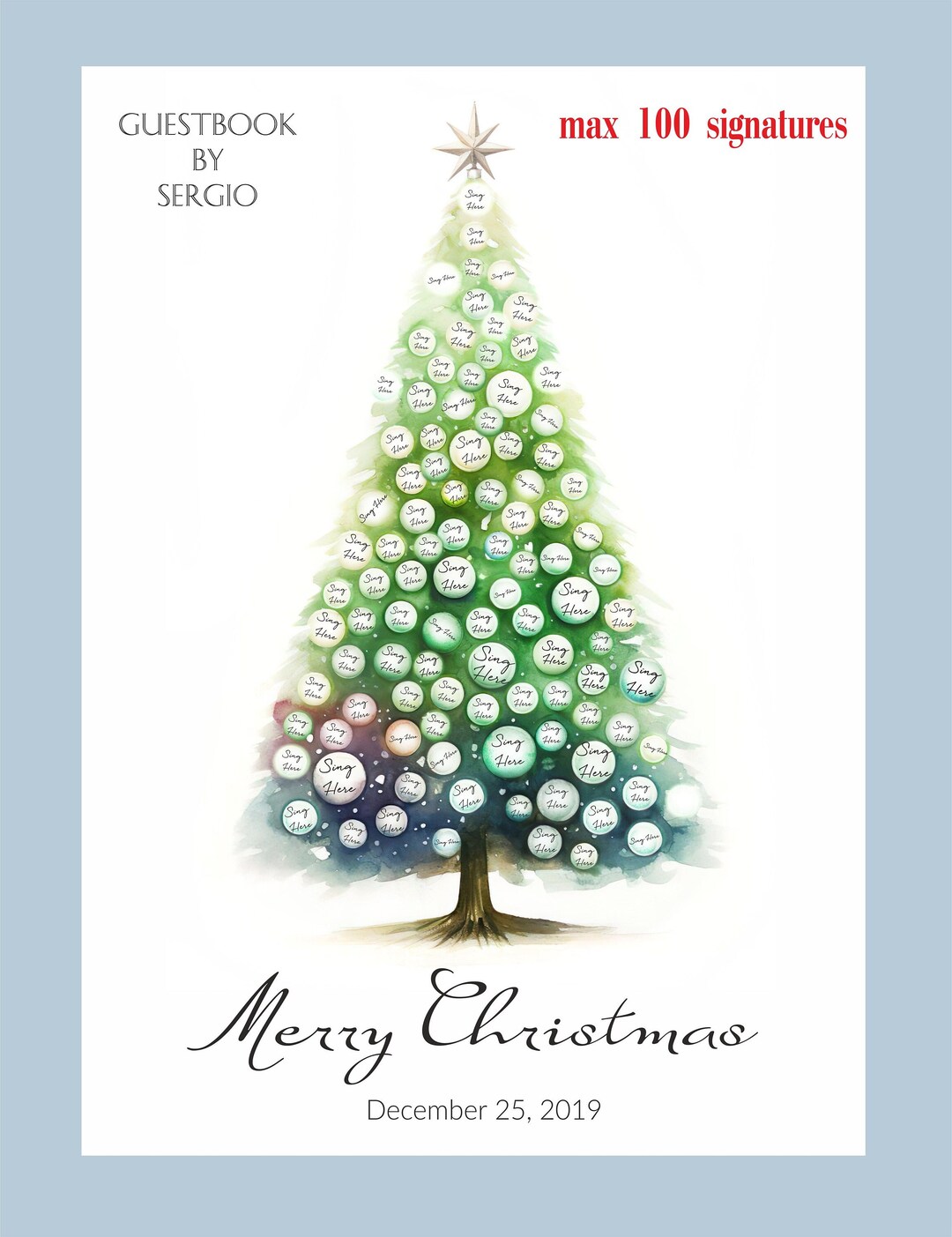 Christmas Guest Book: Wedding Guest Book Alternative. Winter Tree ...