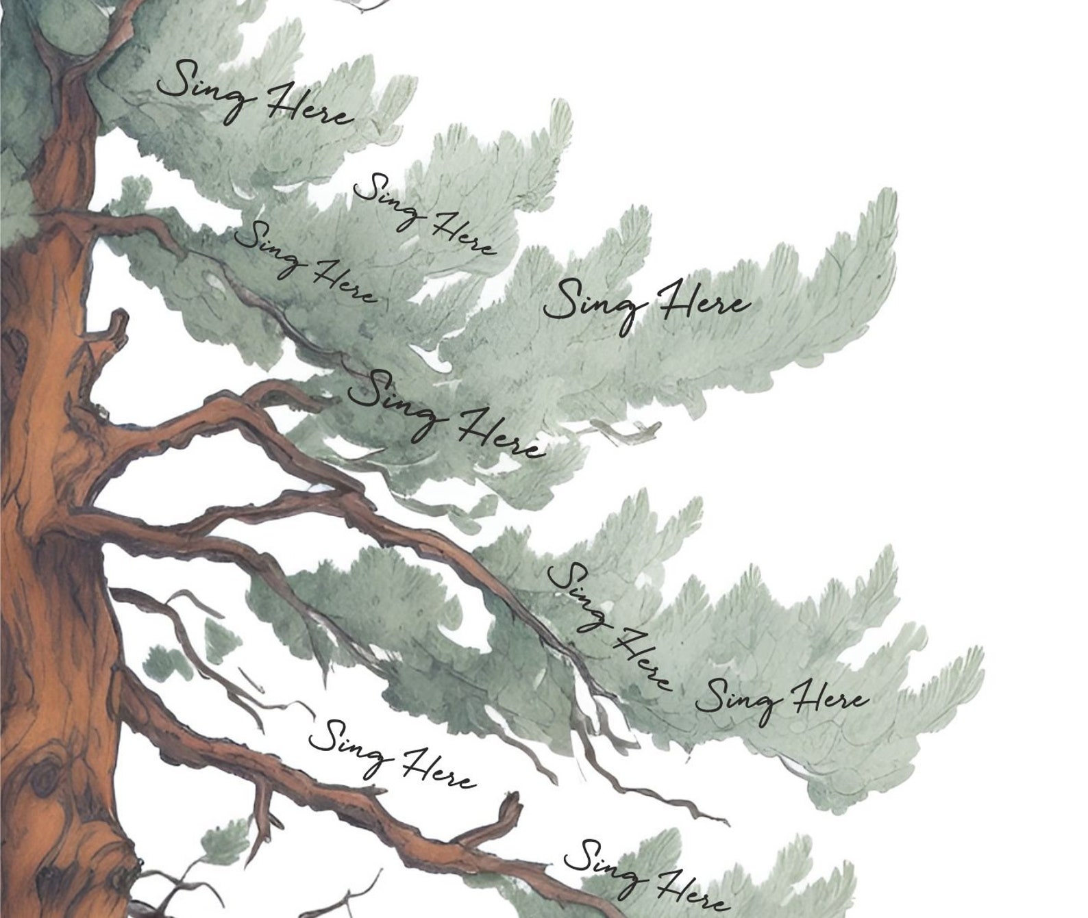 Signature Tree Watercolor Pine Tree Alternative Wedding Guest Book ...