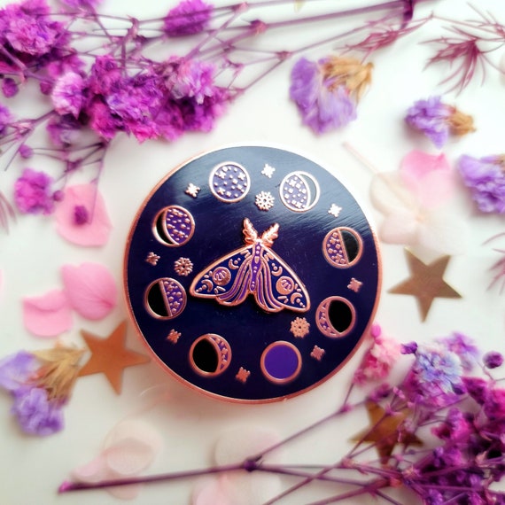 Spinning Moth Luna Phase Enamel Pin Cosmic Witch Collection | Etsy