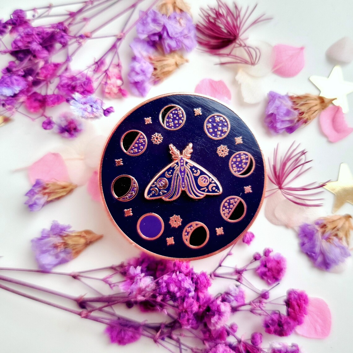Spinning Moth Luna Phase Enamel Pin - Cosmic Witch Collection - Etsy