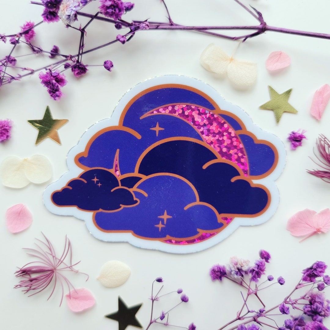 Dreamy Moon - Glitter Sticker - Cosmic Witch Collection - Etsy