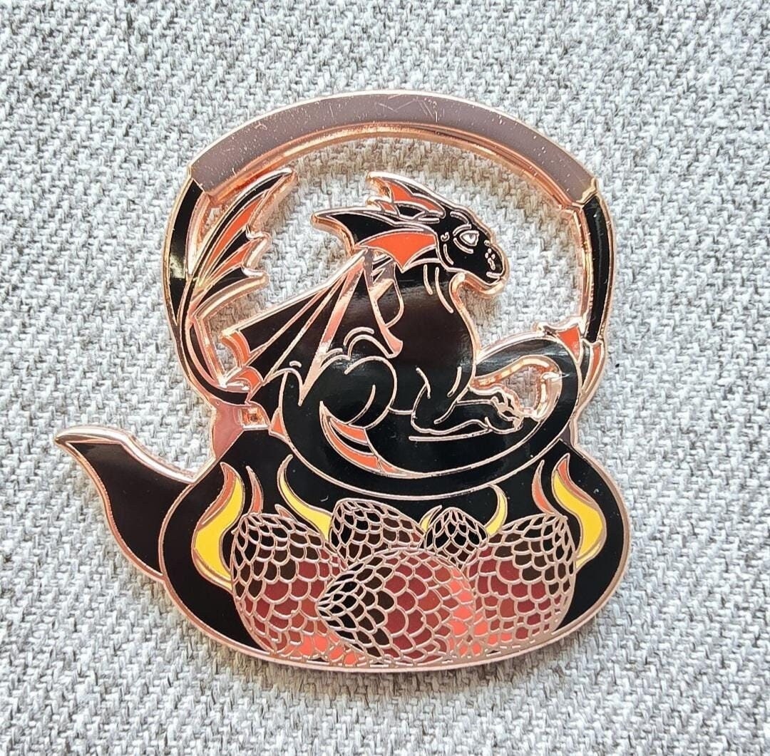 Fire Drake Teapot ~ Enamel Pin ~ Enchanted Teatime Collection - Etsy