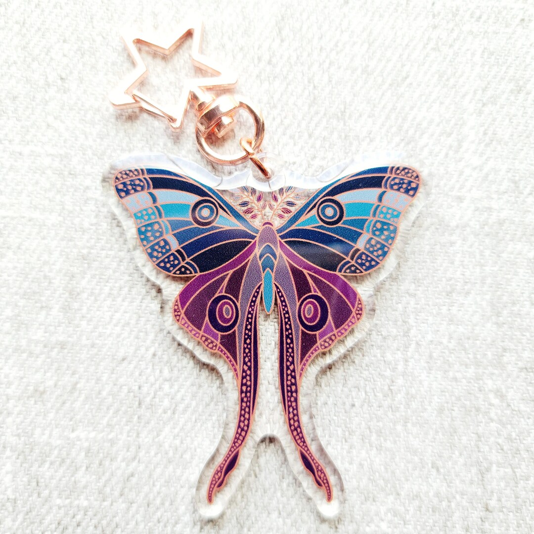 Gilded Hazel Leaf Moth - Double Sided Keychain - Wisteria Woods the ...