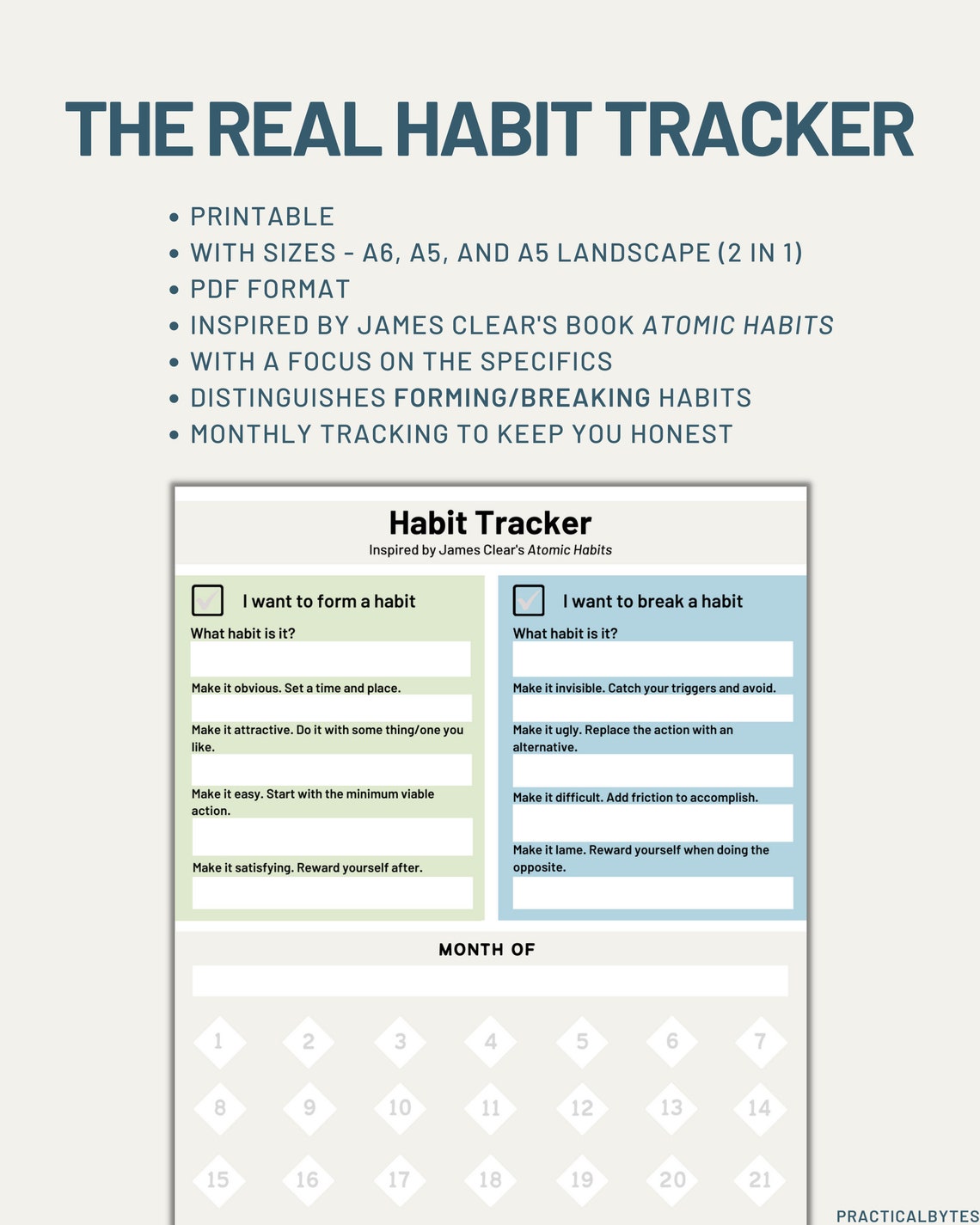 Atomic Habits Tracker | Printable Habit Tracker | Actual Habit Planner ...
