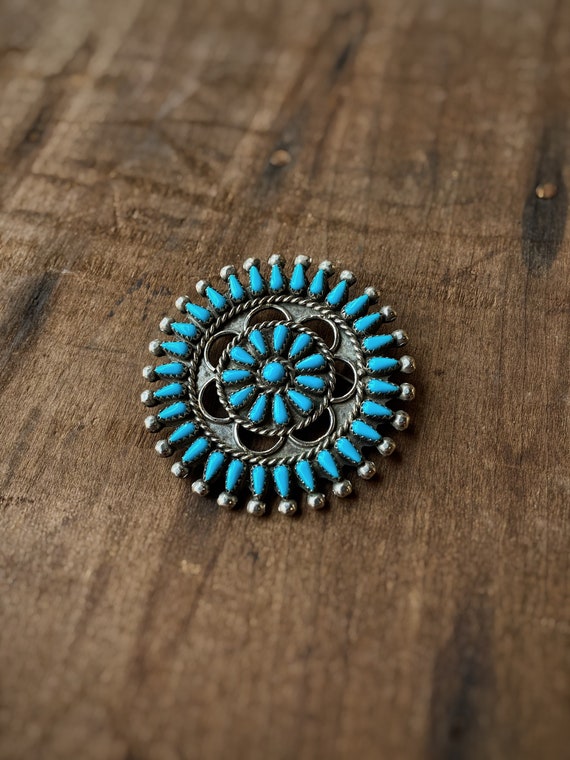 1960’s 1970’s Navajo Needlepoint Turquoise and Sterli… - Gem