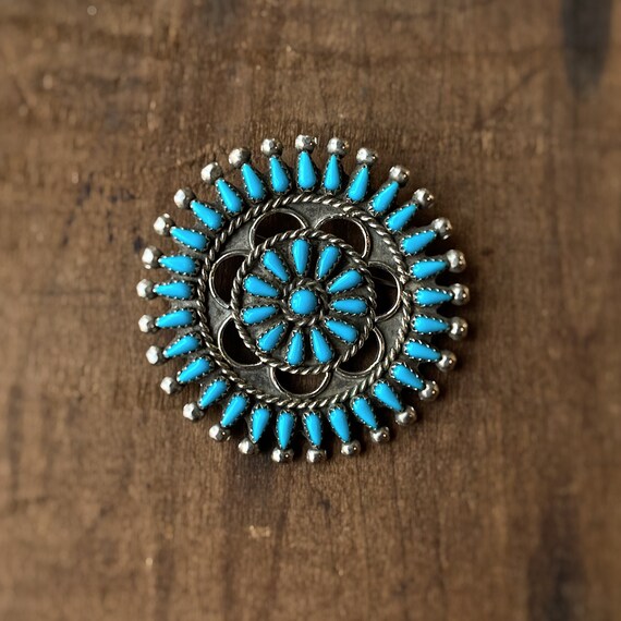 1960’s 1970’s Navajo Needlepoint Turquoise and Sterli… - Gem