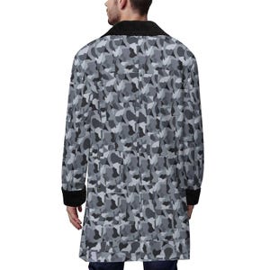 Men's Gray Camo Winter Overcoat - Double Breasted Sherpa Collar Jacket ...
