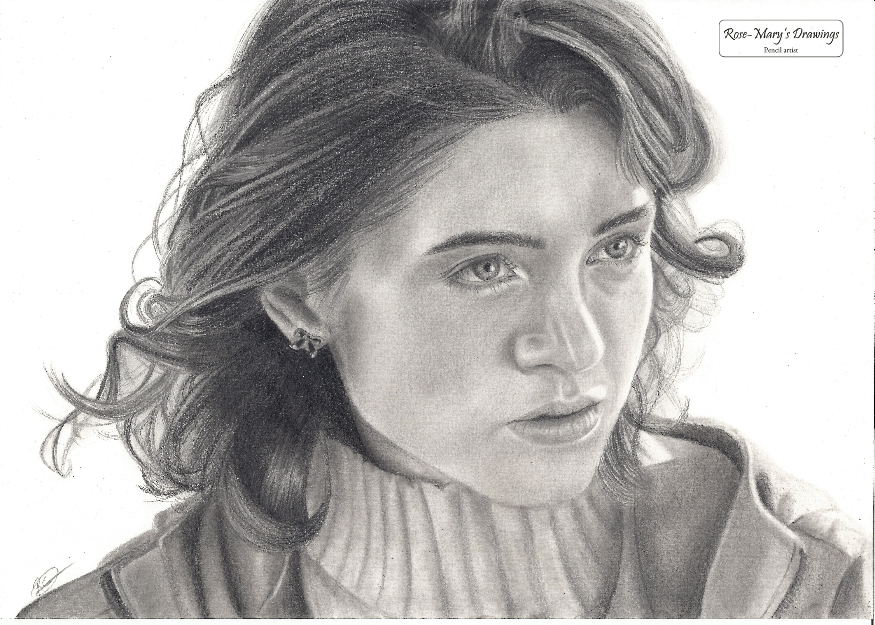 Natalia Dyer Graphite Pencil Drawing Nancy Wheeler Stranger Things Netlfix Show Fan Art Portrait ...