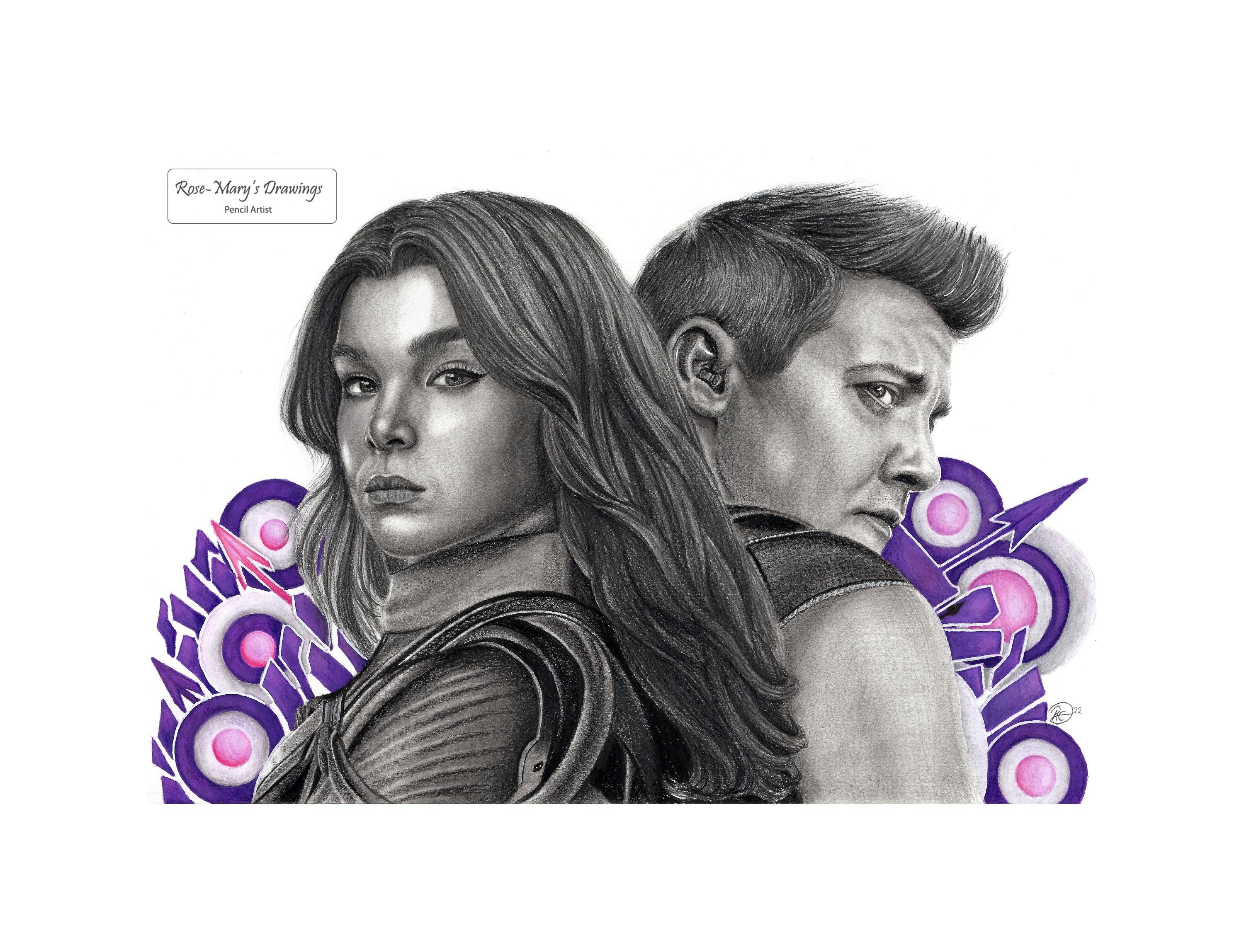 Hawkeye Fan Art Drawing Kate Bishop and Clint Barton - Etsy