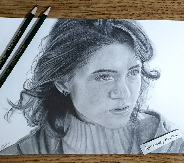 Natalia Dyer Graphite Pencil Drawing Nancy Wheeler Stranger Things ...
