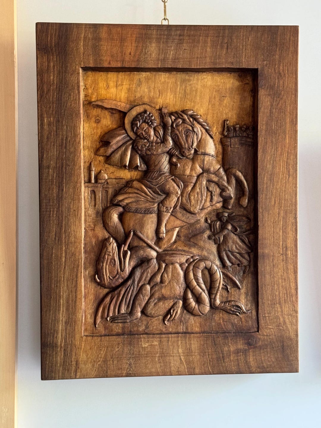 Handmade Wooden Saint George Carving From Damascus, Syria - Religious ...