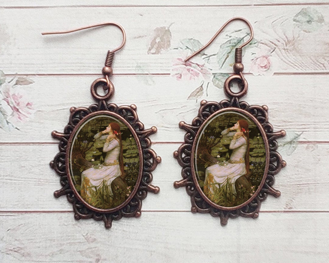 Ophelia Earrings Shakespeare Jewelry Pre-raphaelite Art - Etsy
