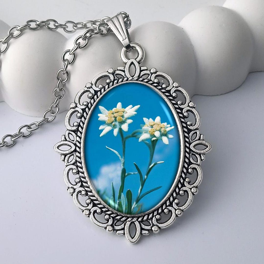 Edelweiss Flower Necklace – Alpine Blossom Pendant, Mountain Wildflower ...