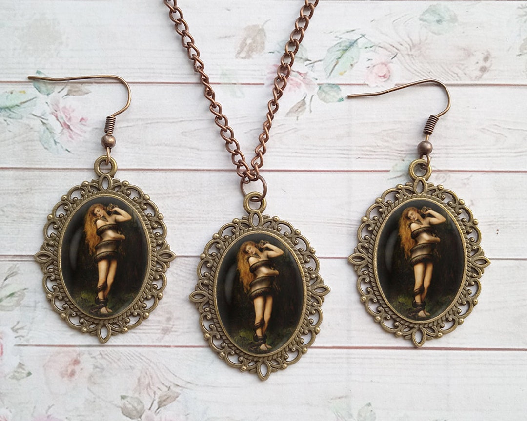 Lilith Necklace and Earrings Set, Pre-raphaelite Art, Occult Witchy ...