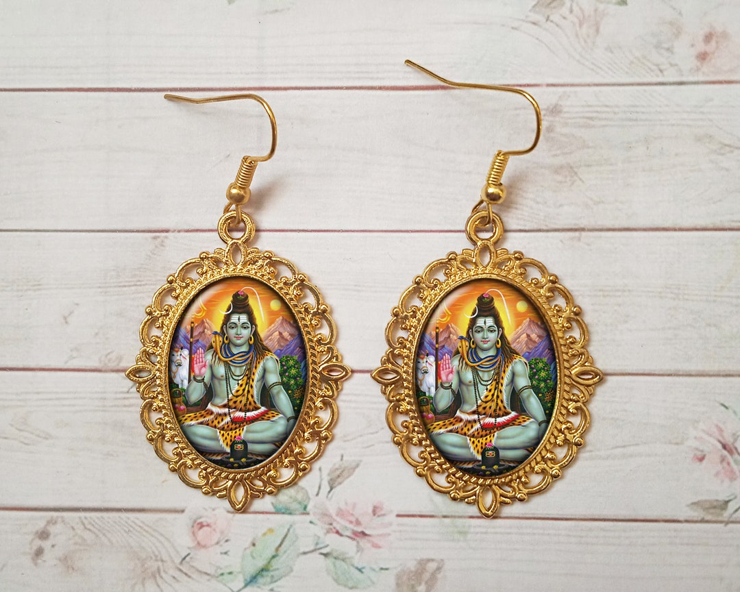 Lord Shiva Earrings, Mahadev, Adiyogi, Hindu God of Meditation, Yoga ...