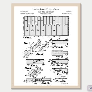 Piano Patent Art Prints (set of 6) - Musician Gift (instant Download ...